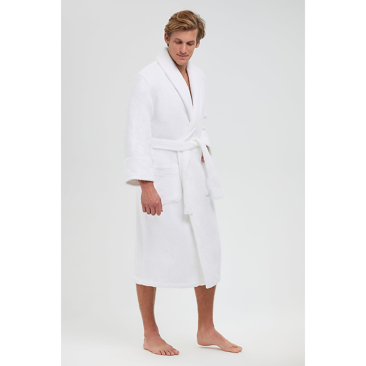 MONARCH Unisex Terry Bathrobe - 100% Lux Combed Cotton, 16 oz Loop Terry Shawl Collar Robe, Five-Star Hotel Choice (Medium, Non-Hooded)
