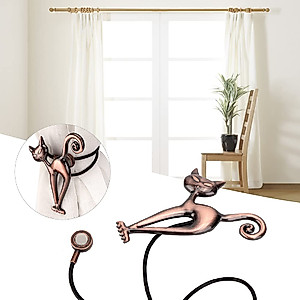 NDNCZDHC 1Pc Metal Magnetic Curtain Tiebacks, Cute Animal Cat Decorative Holder Convenient Drape Tie Backs for Draperies, Curtain Buckle Curtain Clip Bedroom Drapery Holder(Red Bronze)