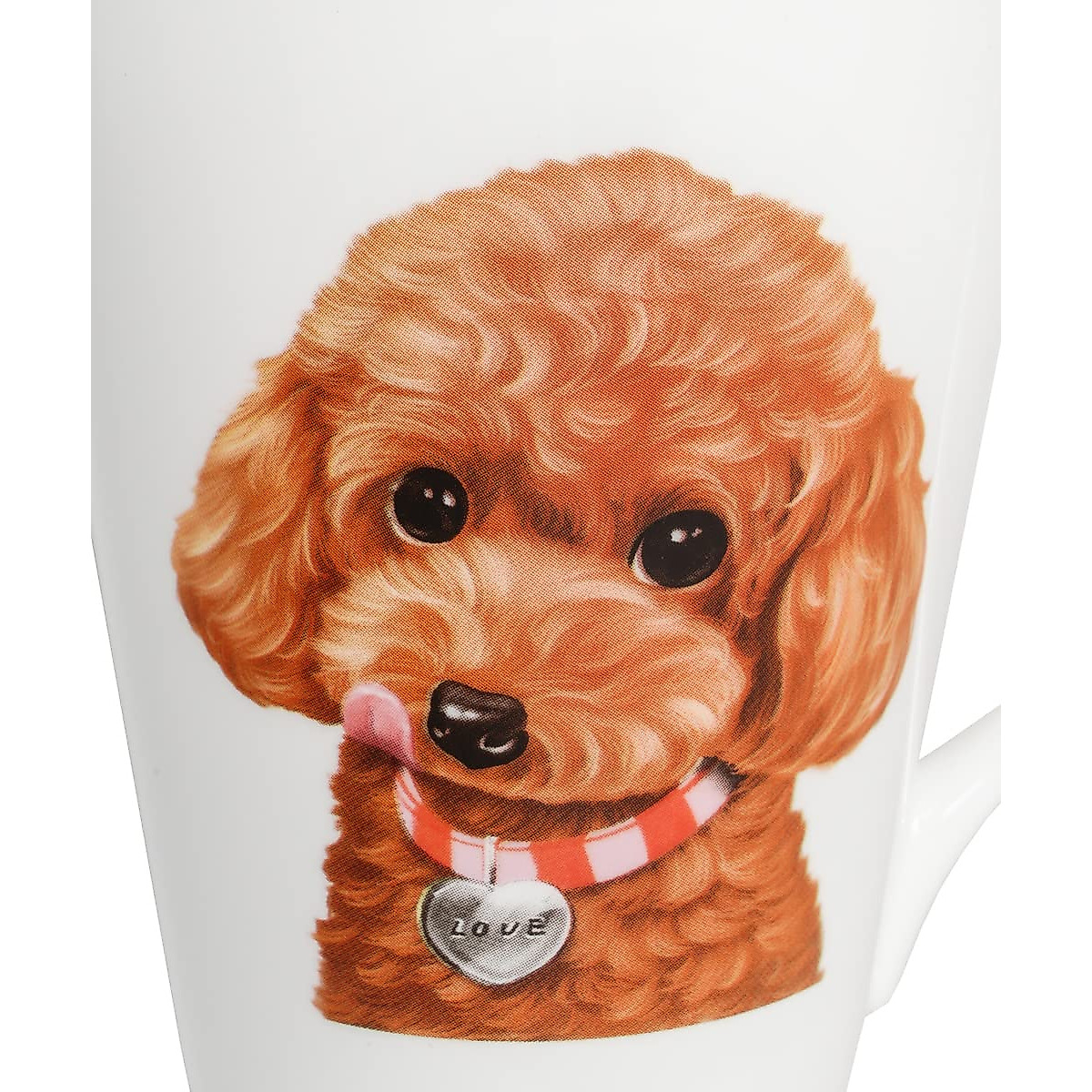 Pet Portrait Porcelain Water Cup w Lid & Spoon (Poodle(Red))