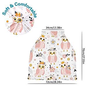 Nursing Cover Breastfeeding Scarf Pink Cute Owl Print- Baby Car Seat Covers, Stroller Cover, Carseat Canopy(8rh3c)