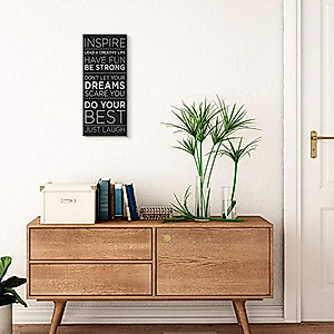 Stupell Industries Inspire Family Home Inspirational Word Black And White Design Stretched Canvas Wall Art by SD Graphics Studio, 10 x 1.5 x 24, Multi-Color