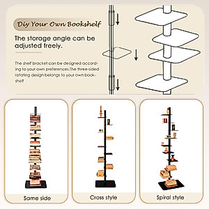 HYHTMER 9-Tier Metal Spine Bookshelf - Vertical Tower for Booksfor Small Spaces, Multipurpose Corner Bookshelf, Tall & Narrow Ladder Bookcase, Ideal Book Display for Home or Office (White)