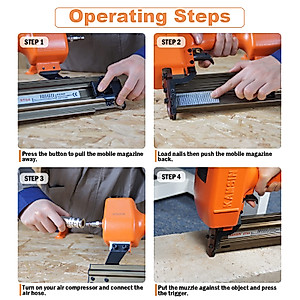 KAMSIN #ST64 14 Gauge Heavy Duty Pneumatic Concrete T Nailer Kit with 400 PCS Concrete T Nails, 3/4" to 2-1/2"(18-64mm) Leg Air Power Concrete Nails Gun Woodworking Brad Nailer Gun