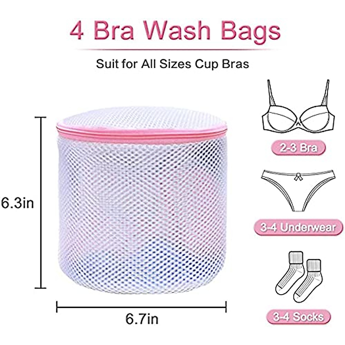 JMEXSUSS Premium Laundry Bag Mesh Wash Bags for Wash Bras Lingerie and Delicates with Premium Zipper (4 Set)