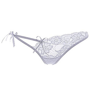 Toxz Womens Sexy Lace Thongs G-String,Sheer Perspective Satin Enticing Floral Embroidered,Lace V-String Briefs Panties Lingerie Underwear