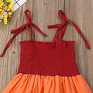 Toddler Kids Girls Summer Dress Rainbow Sleeveless Halter Beach Tutu Sundress One Piece (Rainbow Dress, 6-7 Years)