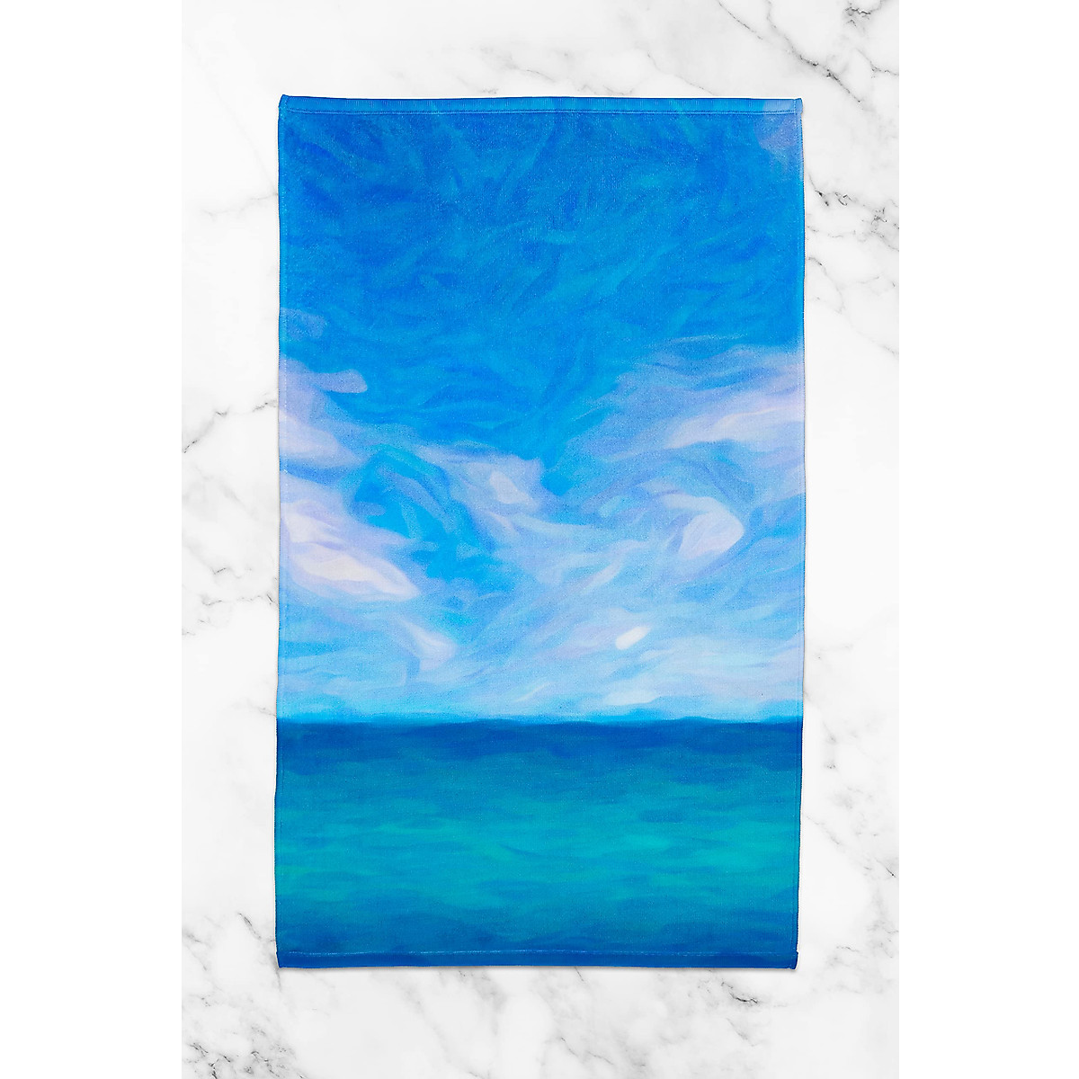 Ocean Horizon Hand Towel - Ocean View Kitchen Towel - Bathroom Hand Towel - Cotton Terry Cloth - 15"x25"