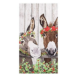 C&F Home Christmas Donkey Christmas Holiday Machine Washable Cotton Towel Decor Decoration 18" x 27" Cream