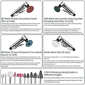 EYPINS Compressed Air Angle Die Grinder 1/4" 90 Degree Mini Sander Grinder Polisher Tool Set with Grinding Stones and Sanding Discs for Contour Grinding, Polishing, Milling