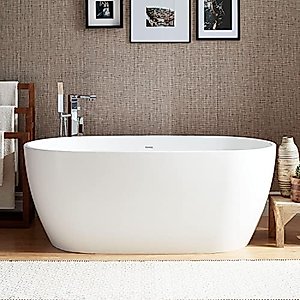 Signature Hardware 948060-59 Ocala 59" Free Standing Solid Surface Soaking Tub with Integrated Drain and Overflow