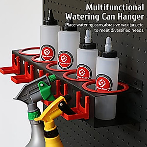 Spray Bottle Storage Rack,Spray Bottle Holder,Wall-mounted Garage Bottle Organizer with 5 Plastic Hanging Hooks Cleaning Detailing Tools Hanger,Abrasive Material Hanging Rail Car Beauty Shop Accessory