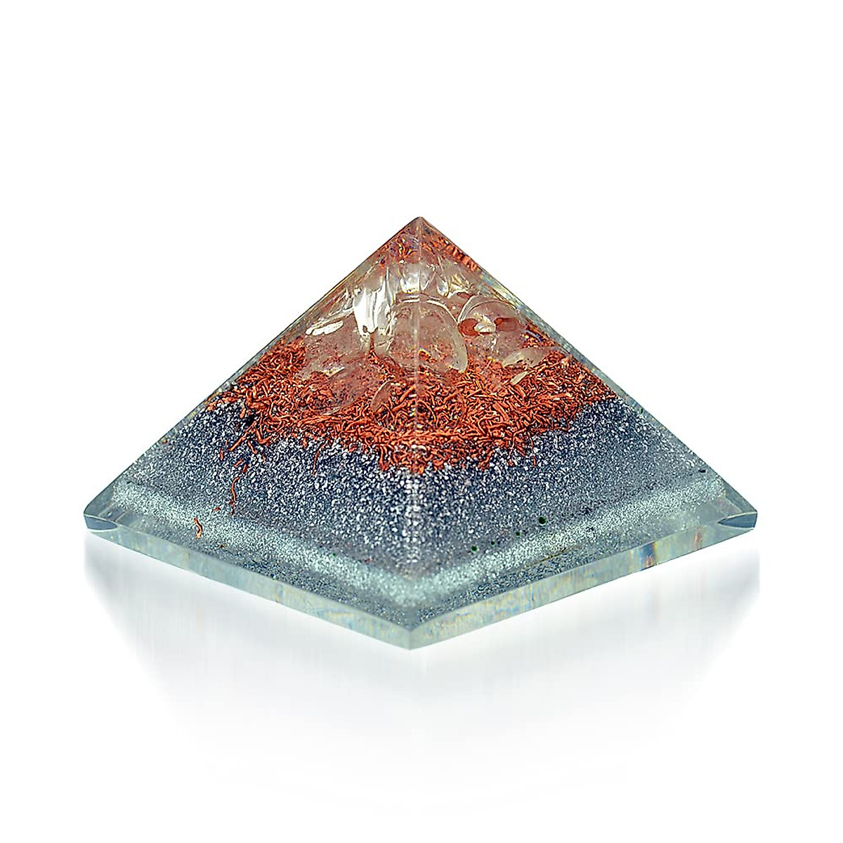 Healing & Cleansing Set - Portable Orgonite Crystal Mini Pyramids of Crystal quartz, Black Obsidian, Chrysoprase, Orange Calcite to feel energized, balanced, grounded, calm and centered