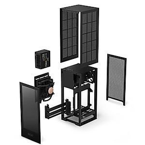 NZXT H1 Version 2 - CS-H11BB-US - Small Form-Factor ITX Case - Dual Chamber Airflow - Tinted Tempered Glass Front Panel - 140mm Liquid Cooler - SFX 750W 80+ Gold PSU - PCIe Gen4 Riser - Black