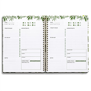UtyTrees Daily Planner Undated: 5.7"x8.5" Daily To Do List Notebook, Efficient Life Planner, Daily Journal with Inner Pocket, Meals Planner, Office Organization Notebooks for Women, Green