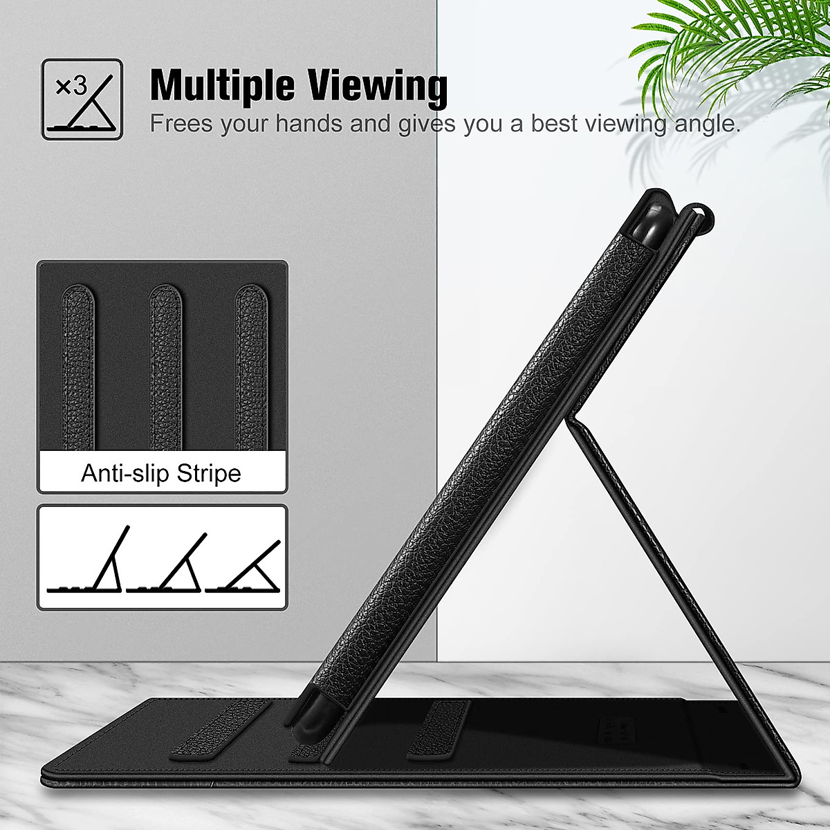 Fintie Case for All-New Amazon Fire HD 10 and 10 Plus Tablet (13th/11th Generation, 2023/2021 Release) 10.1" - [Multi-Angle] Stand Cover with Pocket Auto Wake/Sleep, Black