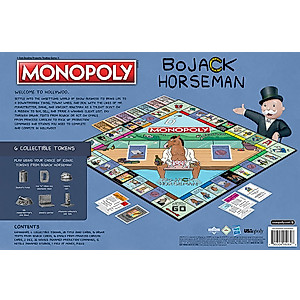 Monopoly BoJack Horseman Board Game | Recruit Your Favorite BoJack Horseman Characters in This Version of Monopoly | Based on The BoJack Horseman Netflix Show | Custom Tokens, Money and Game Board