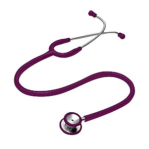 Deluxe Dual Head Stethoscope #411 by Lane Instrument, Nickel-Plated Zinc Alloy, Colored Tubing, 5 Color Options (Burgundy)