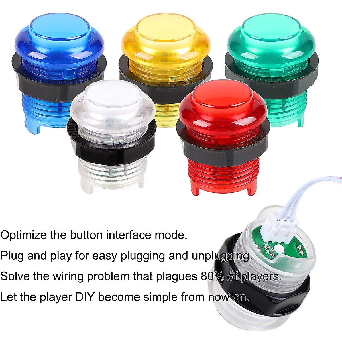 EG STARTS 2 Player Arcade Game DIY Kits Part 2 Ellipse Oval Bat Joystick Handles + 20 LED lit Arcade Buttons Green & Blue Kits