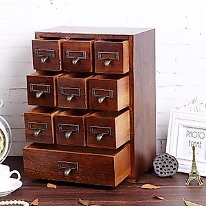 Primo Supply Library Card Catalog Solid Wood Small Curio Cabinet l Retro Storage Organizer Apothecary Drawer Dresser l Thread Coin Trading Card Storage Shelf | Tall - Fully Assembled
