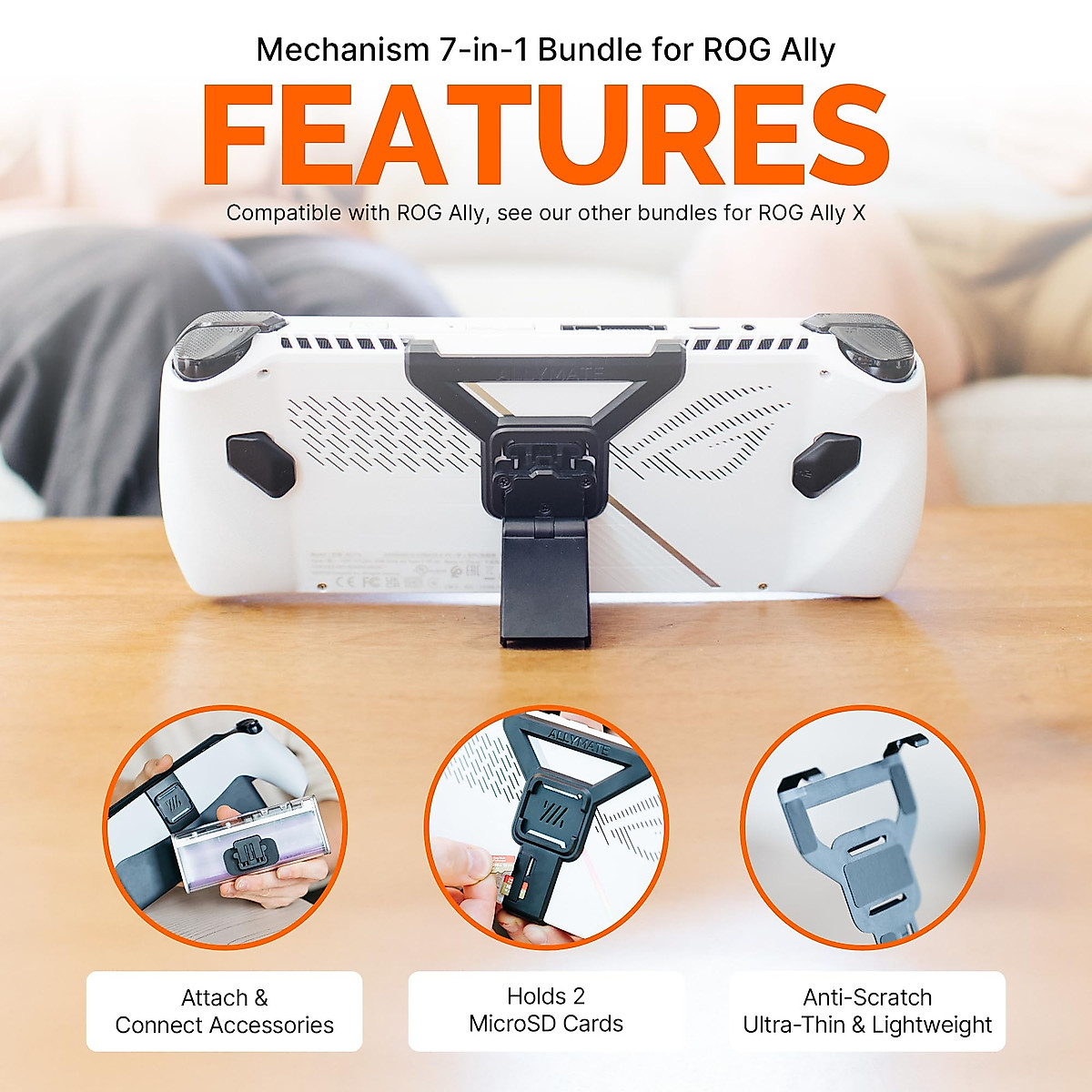Mechanism Allymate 7-in-1 Bundle | ROG Ally Kickstand, Battery, SSD, USB-C Hub, VESA & Wall Mounting Kit | Mount Anything to Your ROG Ally & It to Anything | Case Friendly ASUS ROG Ally Accessories
