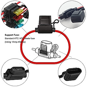 MuHize Inline Fuse Holders 12v, Upgraded Car Standard 12V Add-a-Circuit Fuse, 12 Gauge Waterproof APR ATO ATC Inline Fuse Wire with 40AMP Standard Fuses(3 Pack)