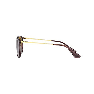 Ray-Ban Men's RB4187F Chris Low Bridge Fit Square Sunglasses, Transparent Brown/Grey Gradient Polarized, 54 mm