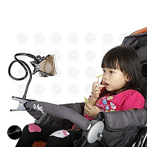 Handsfree Stroller Handphone Tablet Holder - Carseat Car Seat Kid Grocery Cart Mommy Clip Feeding Cup Attachment Hook Accessory Phone Mount