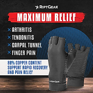 RiptGear Compression Gloves for Women and Men for Arthritis (Pair) - Women's and Mens Gloves for Hand Pain - Compression Gloves Men and Women - Golf Bowling Cycling Tennis (X-Large)