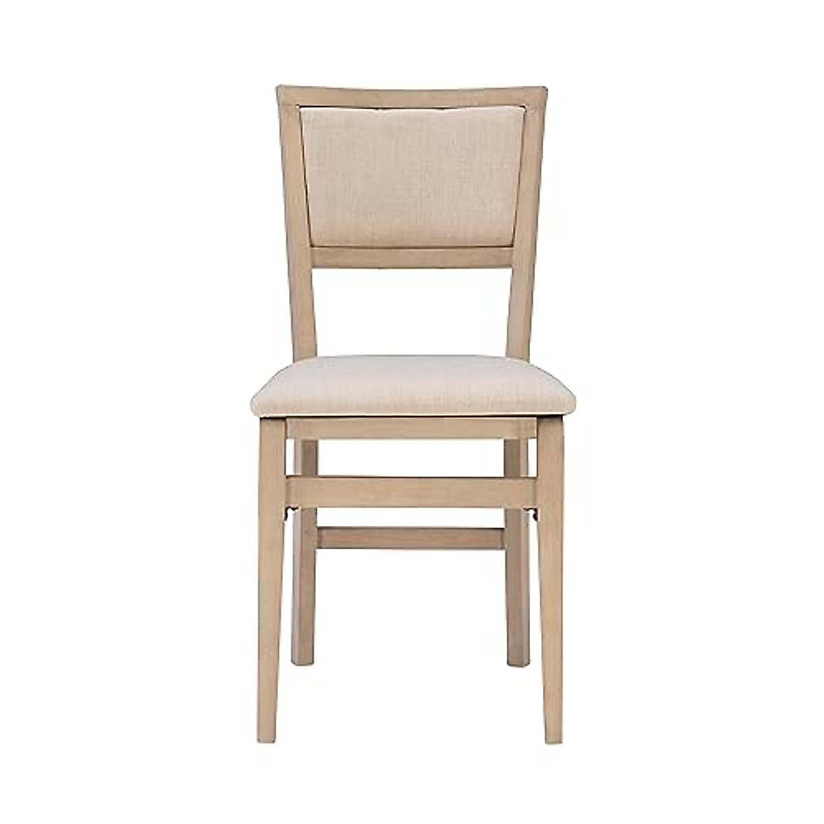 Linon Keira Wooden Folding Chair Upholstered Seat and Back Set of 2, Dining Height, Rustic Natural & Beige