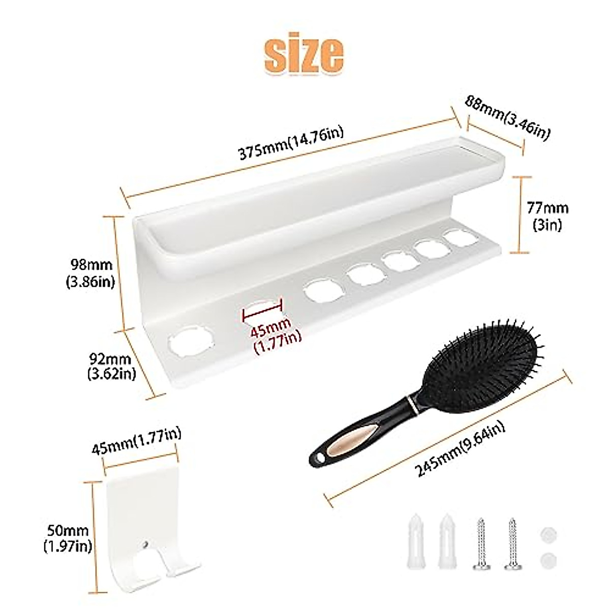 Yimerlen Airwrap Storage Holder Compatible with Dyson Airwrap Wall Mount Storage Rack Organizer for Bathroom Curling Iron Attachments and Complete Styler (White, with Air Cushion Comb)