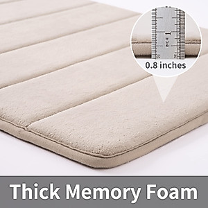 ROSMARUS Memory Foam Bath Mat 17” x 24”, Water Absorbent Shower Mat, Thick Bath Rugs for Bathroom Non Slip with PVC Backing, Ultra Soft Bathroom Rugs for Bathroom Floor & Tub, Ltbrown