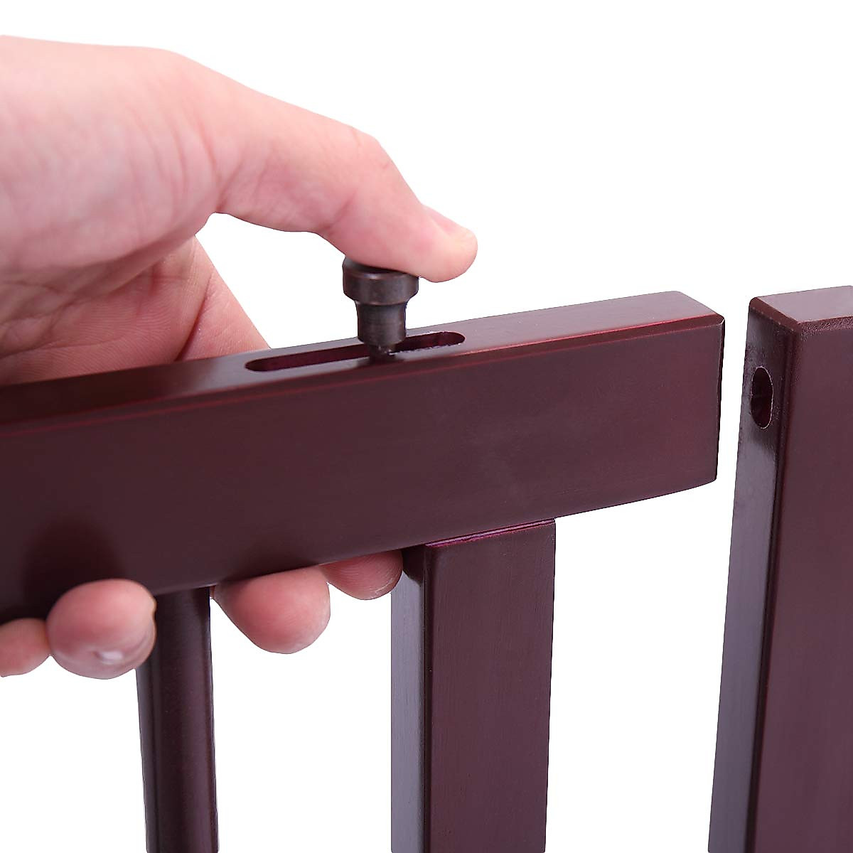 Pet Gate Wooden Dog Gate for Doorways, Stairs or House – Freestanding, Folding, Accordion Style, Wooden Indoor Dog Fence (24inch Height, Coffee Brown)