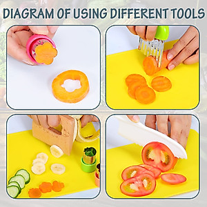 17PCS Wooden Kids Kitchen Knife,4PCS Plastic Serrated Edge Toddler Knife,Nylon Kids knife Set With Kids Apron Gloves Cutting Board Potato Slicers and Peeler DIY Mold,Kids Kitchen Tool for Real Cooking