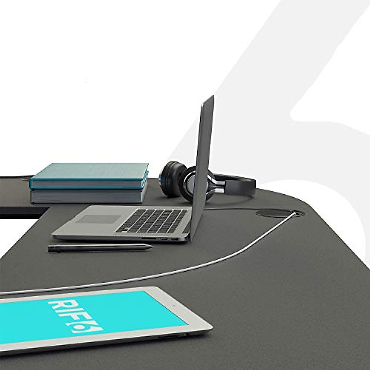 RIF6 L-Shaped Computer Desk - 59.4" Home Office Corner Desk with Adjustable Keyboard Tray - Durable Black Surface Study Table for PC Laptop Gaming and Writing - with Sturdy Adjustable Steel Legs
