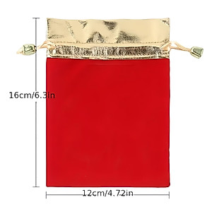 KIPETTO 25Pcs Soft Velvet Pouches with Drawstrings for Jewelry Wedding Candy Bags, 4.7"x6.3", Red