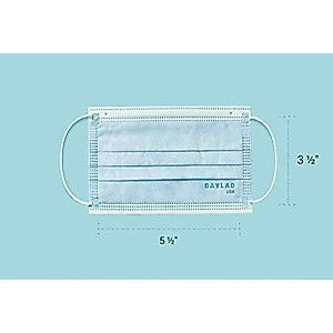 BAYLAB USA ASTM Level 3 Kid Size Disposable 3-Layer Face Masks, Bay Blue, Pack of 50