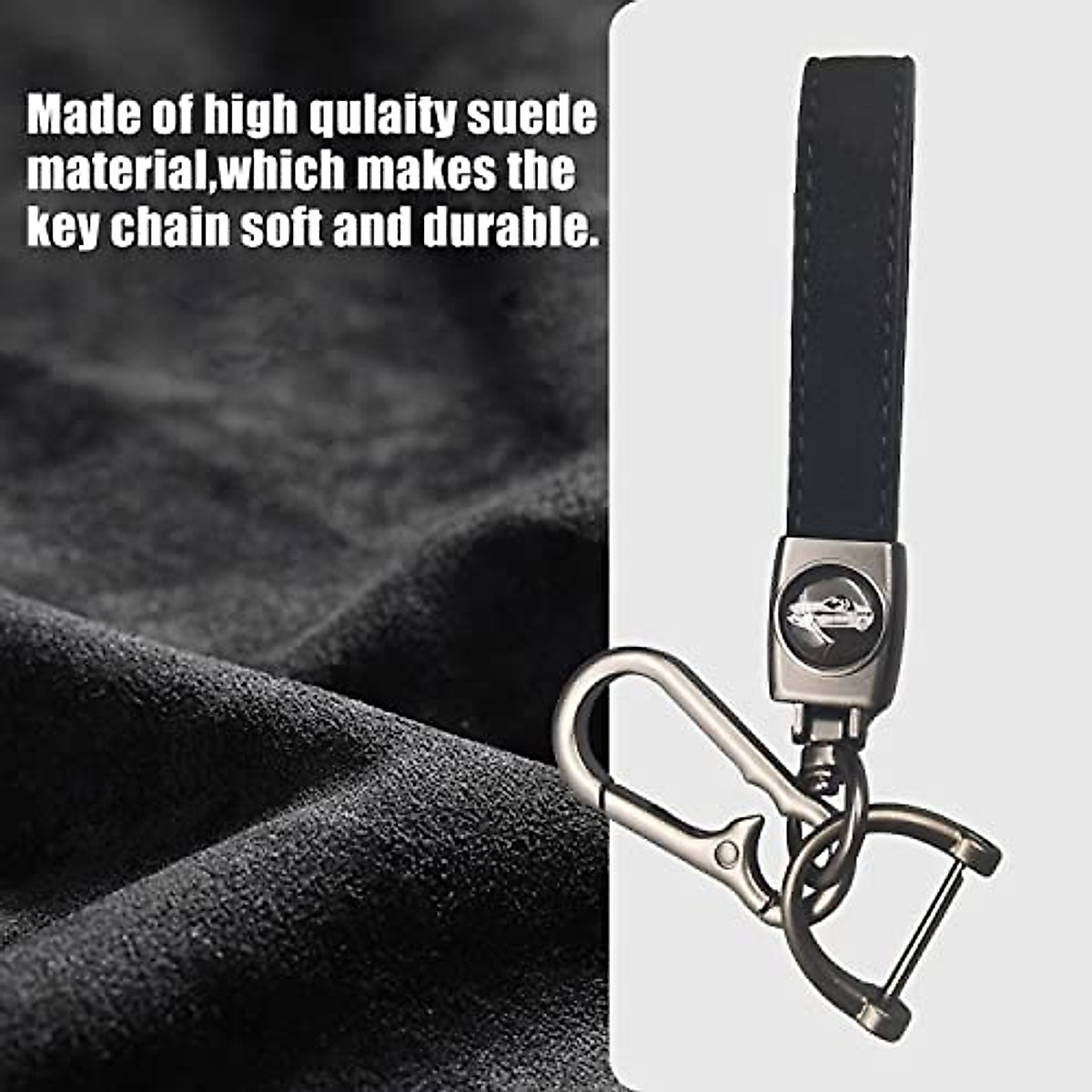 JDDRY Leather Car Keys Keychain for Women Men,Universal Key Fob Keychain for Car,360 Degree Rotatable with Snap Swivel and Anti-Lost D-Ring(Solid Black,1Pack)