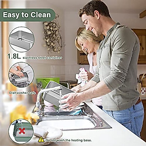 Vabaso Electric Lunch Box Food Heater, 60/80/100W Heated Lunch Box for Adults Car/Truck Home/Work, 1.8L/61oz Food Warmer Heating Lunch Box with Removable Stainless Steel Container, 12V/24V/110V220V