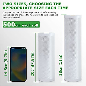 Anysea Vacuum Sealer Bags Rolls: 3 Packs 8" x16.5' and 3 Packs 11" x16.5' Food Sealer Saver Bags, Freezer Bags, Great for Vac Storage or Sous Vide Cooking