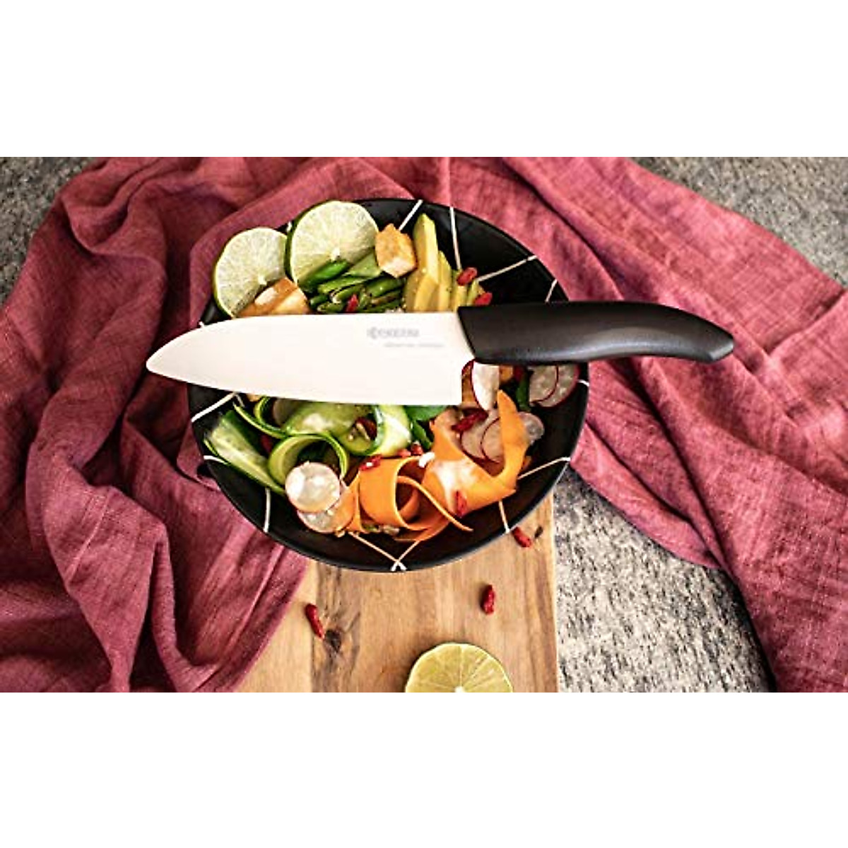 Kyocera Ceramic 5.5" Santoku Knife w/ Sugarcane Sourced Material Handle B08G1L13F1, White