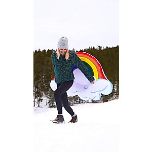 SNOWCANDY Snow Tube 48" Arctic Rainbow, Inflatable Snow Sled Toboggan for Kids and Adults, Heavy Duty with Handles and Bottom, Winter Outdoor Sledding, Easy to Inflate and Deflate
