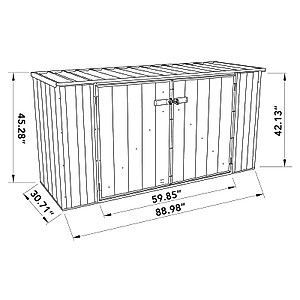 Absco Utility 7.5 Ft. x 2.5 Ft. Garbage Can Metal Storage Shed DIY Galvanized Steel Sheds for Garbage Can, Trash Bin, and Junk Storage Tools, Firewood, Gardening Equipment (Surfmist White)