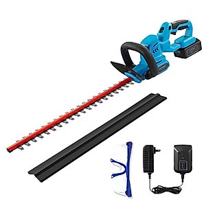 WISETOOL Cordless Hedge Trimmer, 20V / 4.0Ah Electric Bush Trimmer with 22" Dual-Action Blades, 3/4" Cutting Capacity, Shrub Trimmer Include Battery, Fast Charger and Safety Goggles