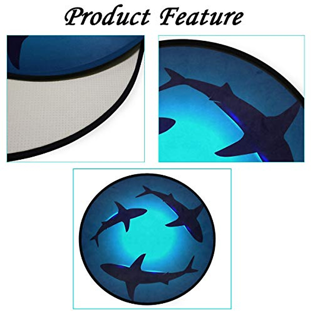 Vdsrup Cute Animal Sharks Doormat Shark Blue Ocean Round Floor Mat Non Slip Absorbent Carpet Yoga Rug for Entryway Bedroom Living Room Sofa Home Decor