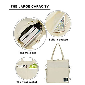 WULIQIUQIU Women's Hobo Bag Canvas Shoulder Bag with Zipper Casual Crossbody Large Capacity Handbag Tote Travel Bag Beige