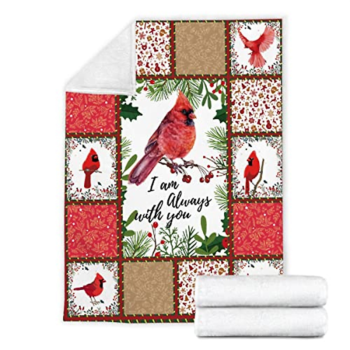 I'm with You Northern Cardinal Christmas Blanket,Red Throw Blanket for Couch,Weighted Soft Fleece Blanket,Christmas Decorations Pets (40"X30")