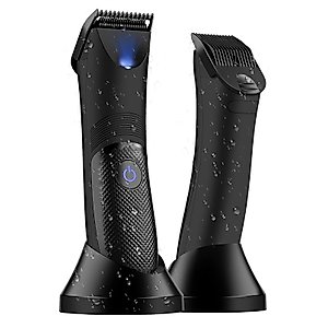 Electric Groin Hair Trimmer & Shaver for Men Bikini Trimmer Women Waterproof Body Hair Groomers,Groin Hair Trimmer Beard Trimmer with LED Indicator, IPX7 Mens Pubic Hair Shaver for Balls