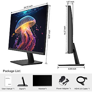 KOORUI 27 inch 4K UHD(3840x2160) IPS Ultra-Thin Computer Monitor 90% DCI-P3 HDR 10 Gaming Monitors HDMI 2.0 DisplayPort1.4 Audio 3 Years Warranty