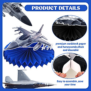Tenceur 12 Pcs Airplane Party Decorations Airplane Honeycomb Centerpieces Air Force Theme Party Supplies Fighter Jet Party Supplies for Party Table Decorations Aviation Plane Birthday Photo Props