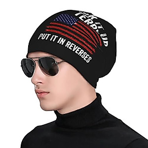 YVNUM Back It Up Terry Put It in Reverses Winter Beanie Hats for Men Women,Warm Cozy Knitted Cuffed Skull Cap